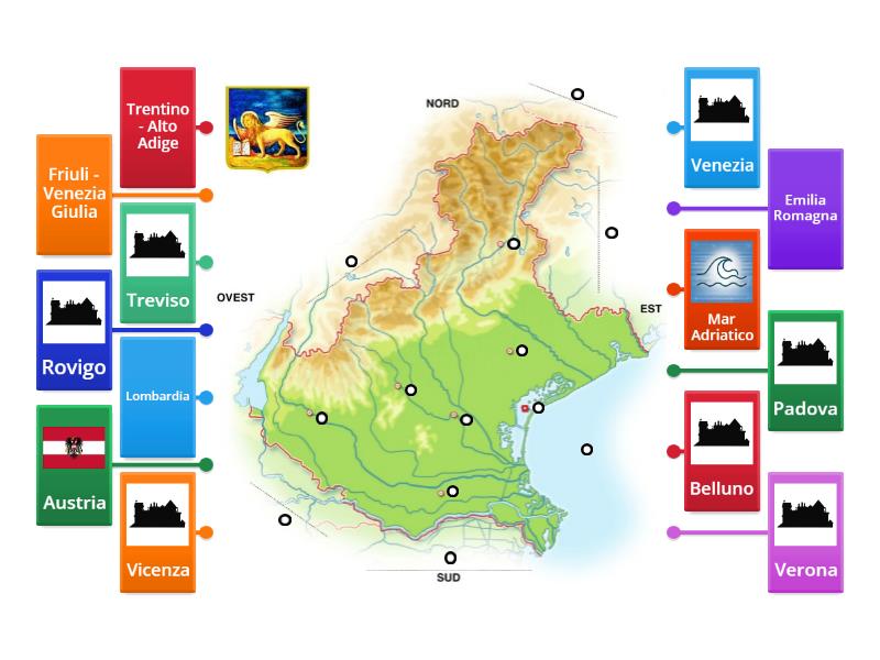 Veneto - confini e province - Labelled diagram