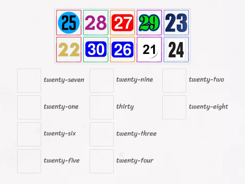 Level 2: Counting Numbers (21-30) - Match up