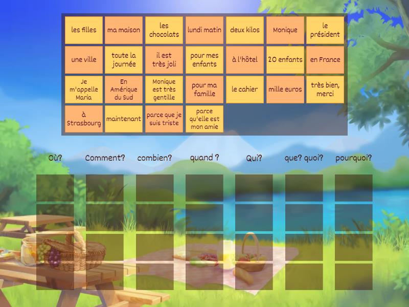 Les mots interrogatifs FLE - Group sort