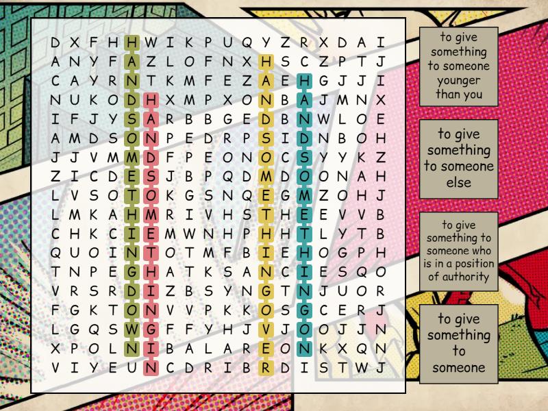 Phrasal verbs (hand) - Wordsearch