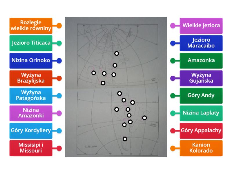 mapa ameryki pd. pn. - Diagrama con etiquetas