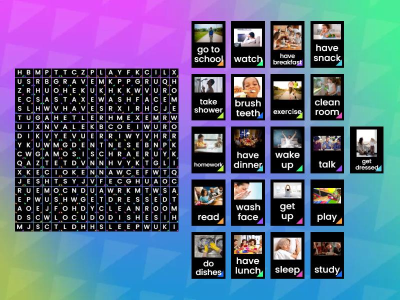 Word search - daily routines - Wordsearch