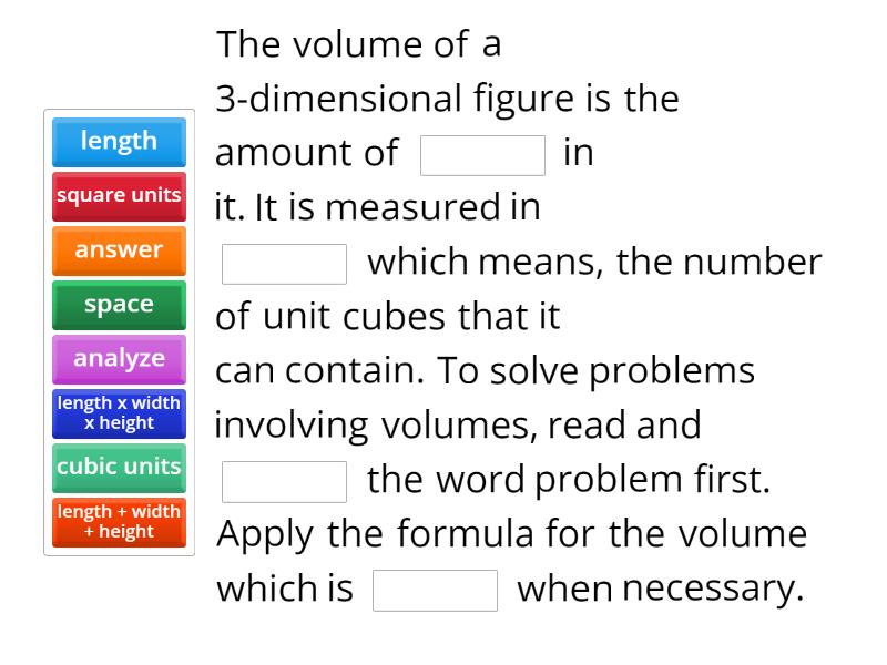 Volume of Rectangular Prisms - Complete the sentence