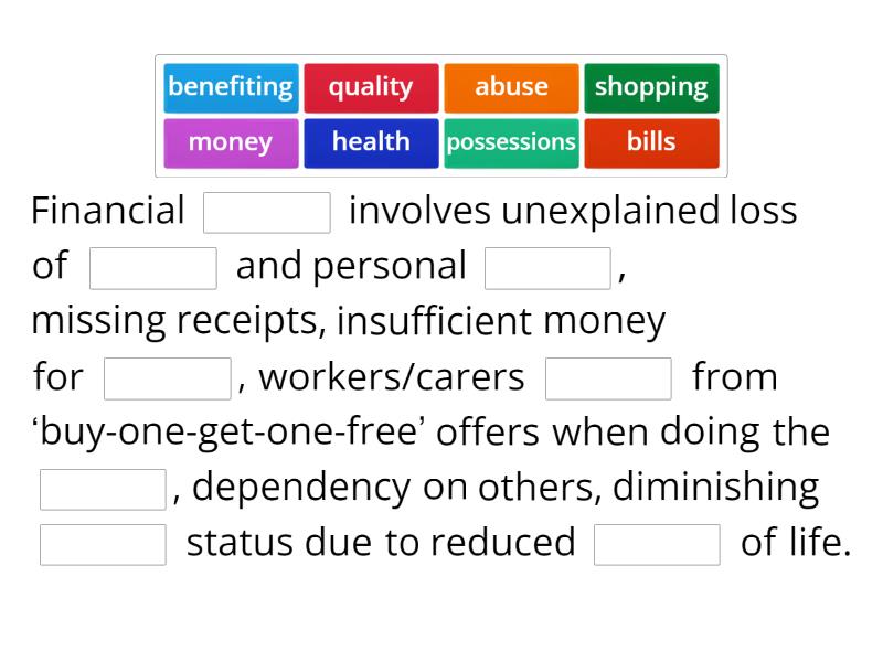 Financial abuse - Complete the sentence