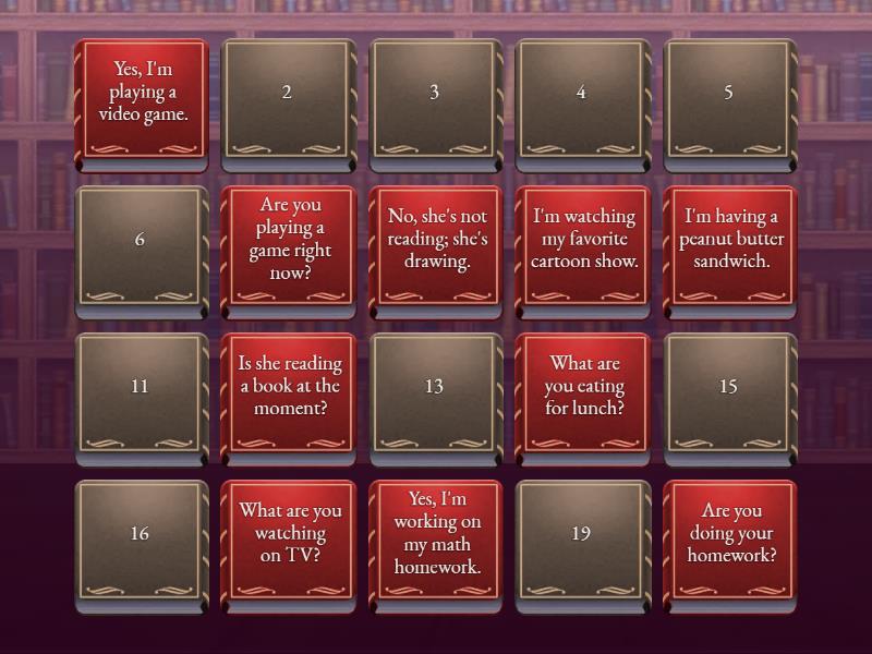Present Continuous Question and Answer Memory Game - Matching pairs