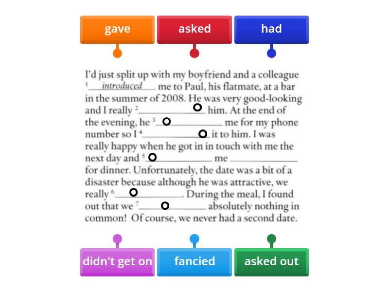 My disastrous date - Labelled diagram