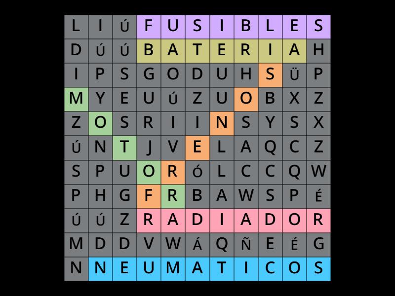 PARTES DE UN AUTO - Wordsearch