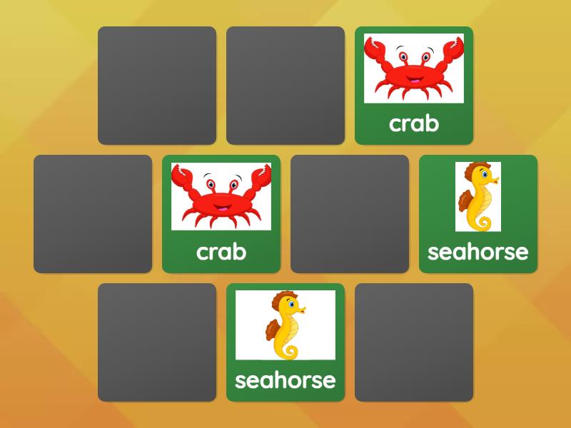 Sea animals Memory game (3-5) - Matching pairs