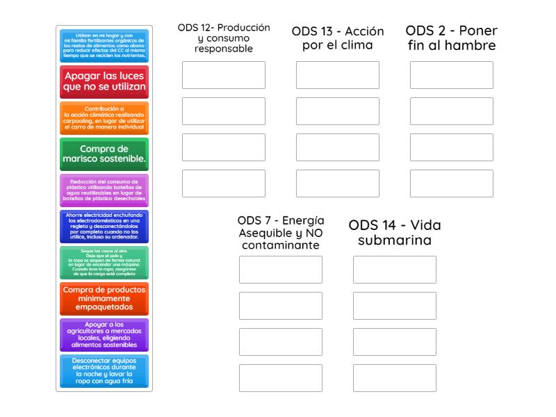 Agrupe las actividades según su ODS - Group sort