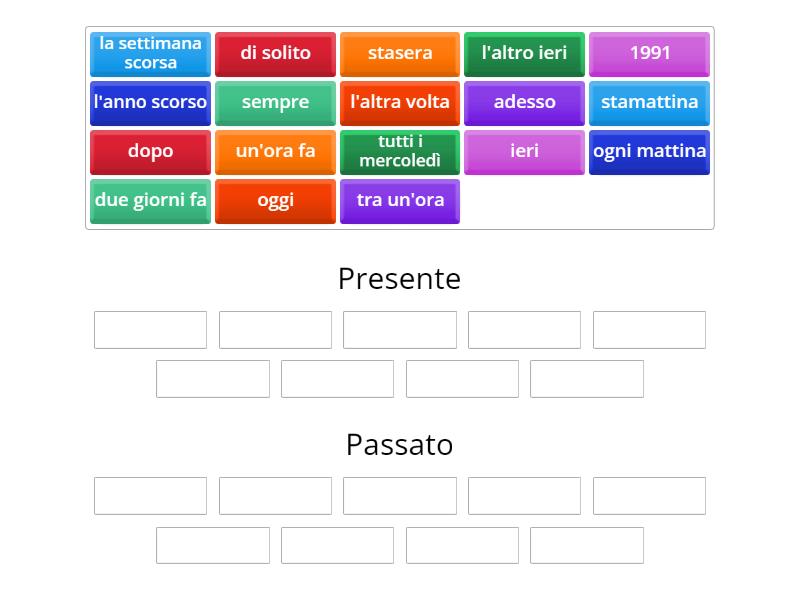 Presente e passato: espressioni di tempo - Group sort