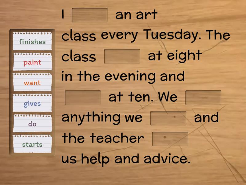 6.2 Courses - Complete the sentence