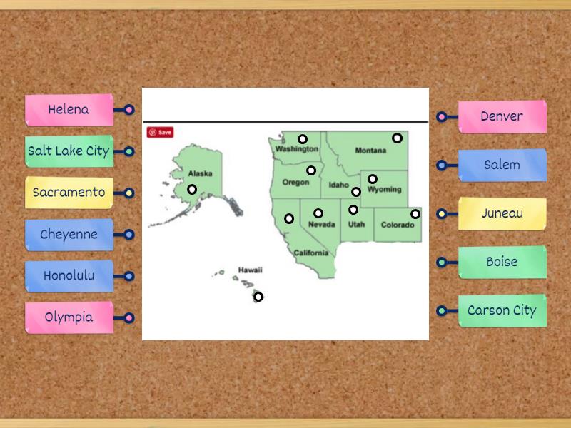 western states and capitals - Labelled diagram