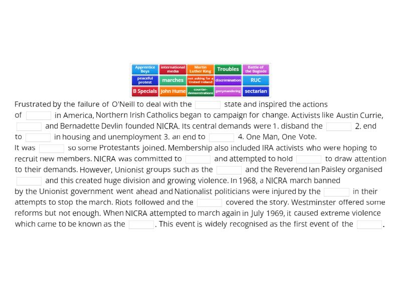 The Northern Ireland Civil Rights Movement - Complete the sentence