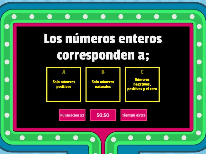 NUMEROS ENTEROS - Gameshow quiz