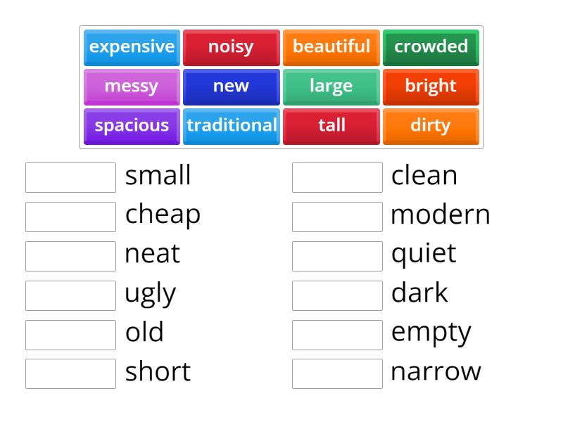 adjectives and their opposites - complete ket - Match up