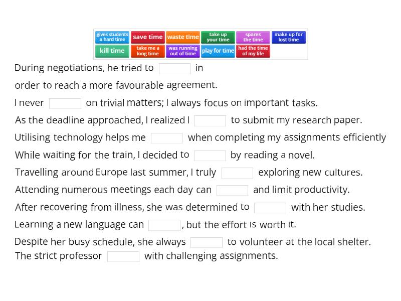 Time verbs 1/3 - Complete the sentence