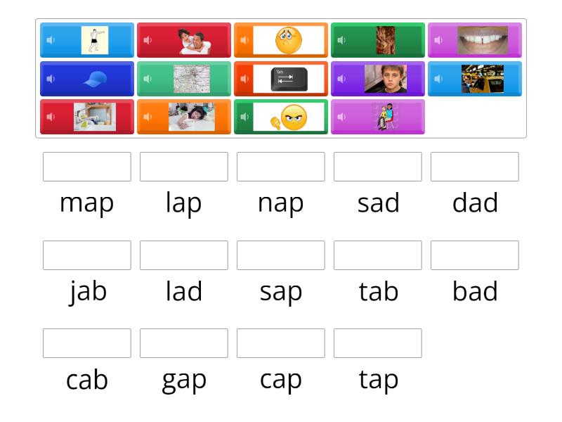 Phonics Practice: ab/ad/ap - Match up