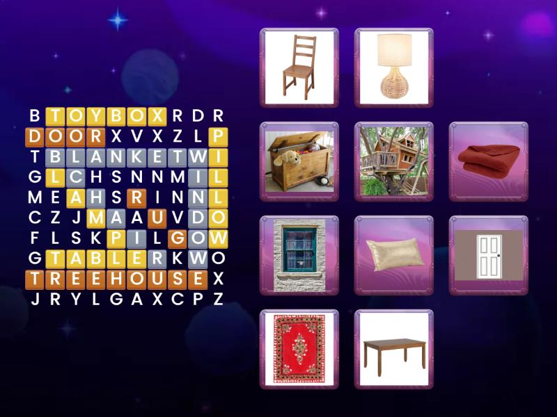 1ST GRADE - UNIT 8 VOCABULARY - HOUSEHOLD ITEMS - Wordsearch