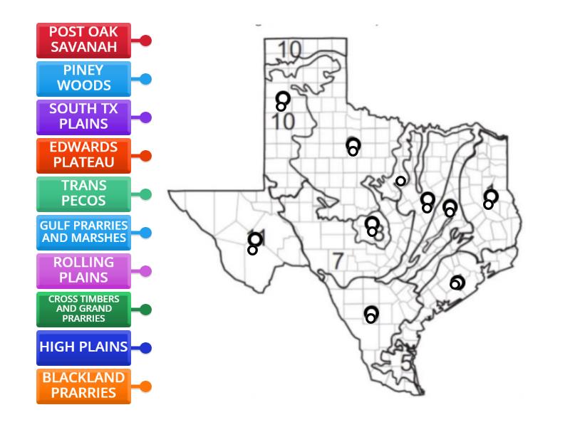 TX ECOREGIONS - Labelled diagram