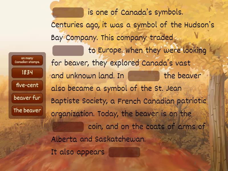 Canadian symbols – Fill in the Blank - Complete the sentence
