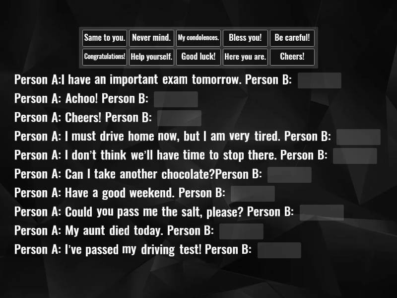 Common expressions - Complete the sentence