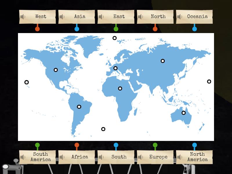 World map - Labelled diagram
