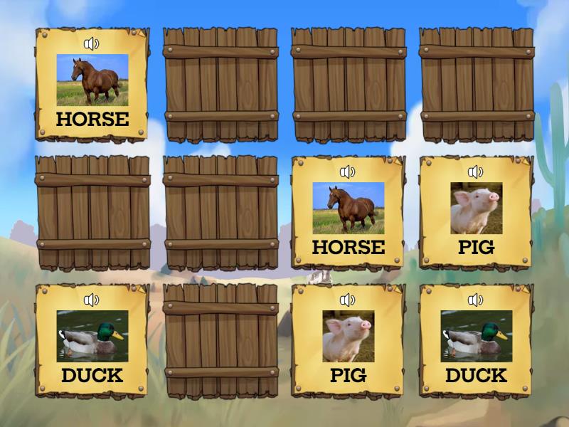 Old MacDonald had a farm - animals memory game - Matching pairs