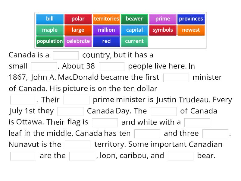 Canada - geography, provinces - Complete the sentence