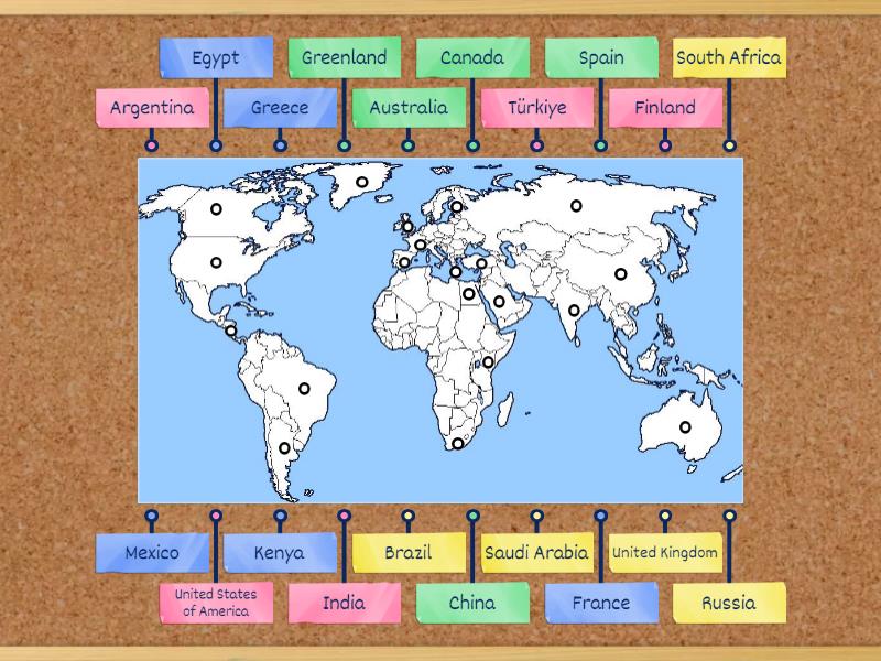 Label countries of the world - Labelled diagram