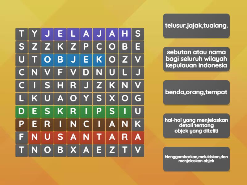Teka teki silang teks deskripsi - Wordsearch