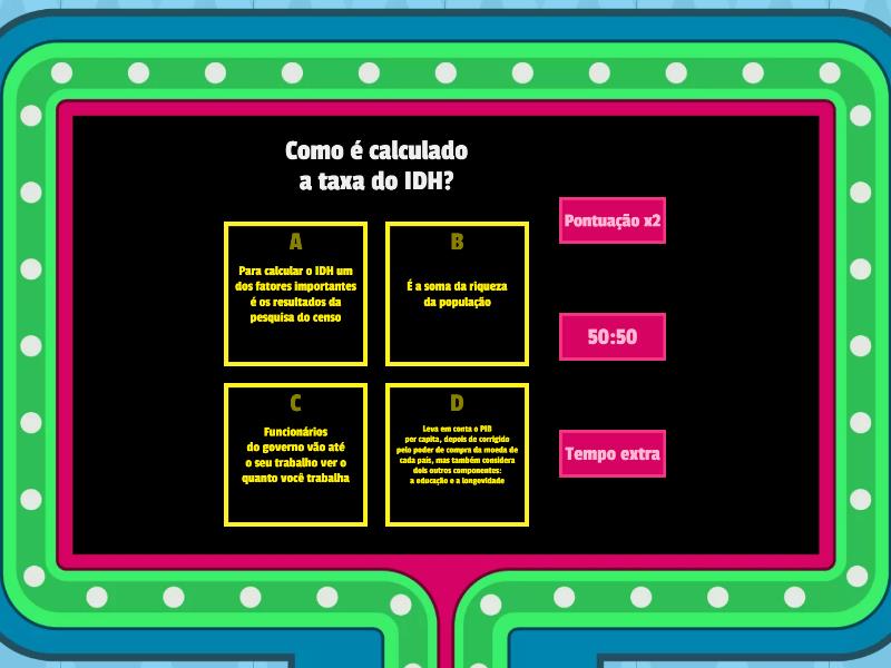 Programa de TV: Saneamento Básico e IDH - Gameshow quiz