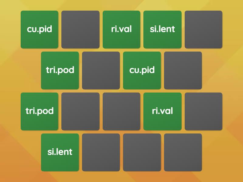 Tiger words memory match - Matching pairs