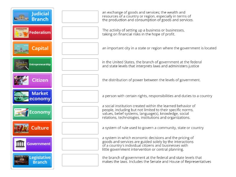 Social Studies Matching Activity - Match up