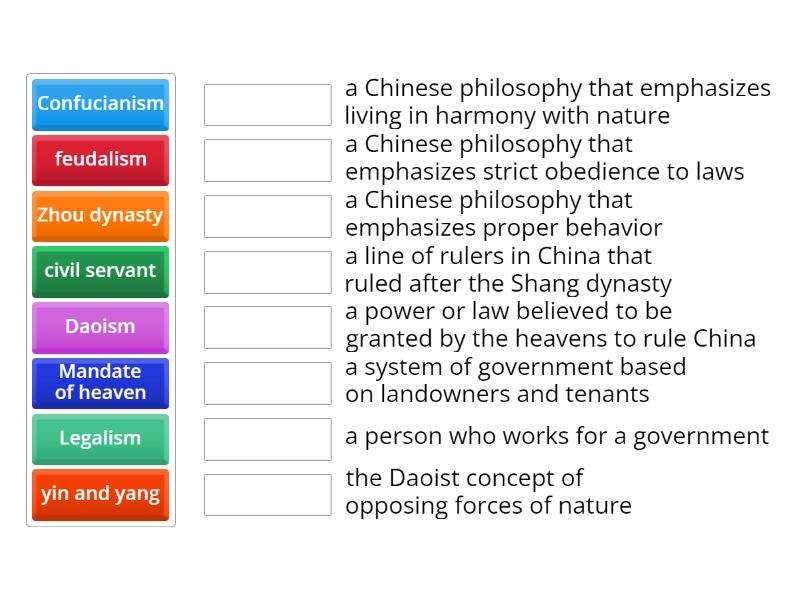 Lesson 21 Three Chinese Philosophies - Match up