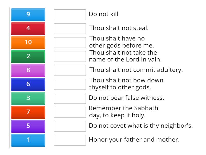 Ten Commandments - Match up