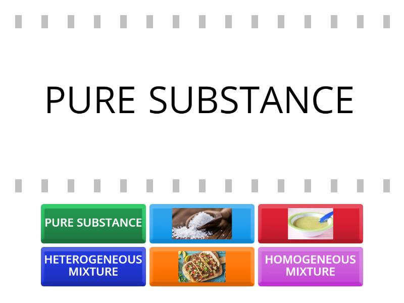 PURE SUBSTANCES AND MIXTURES IMH 2º GRADE - Find the match
