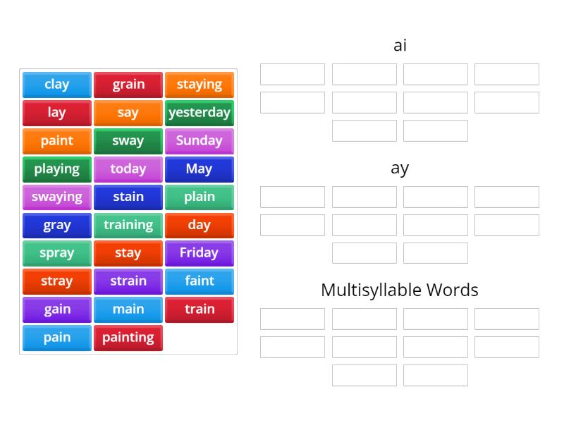 Sorting: ai and ay - Group sort