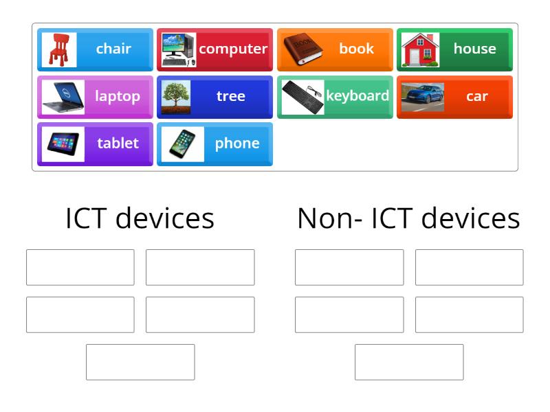 Sort and group ICT devices and non- ICT devices. - Group sort