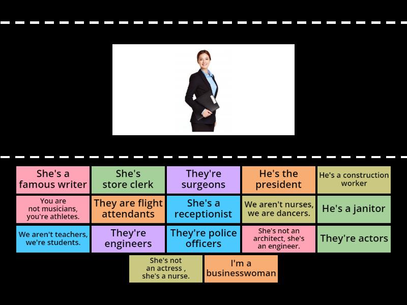 Jobs & Occupations - verb to be - Encontre a combinação