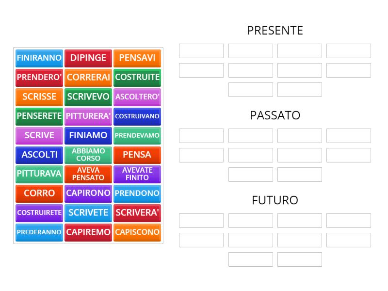 Verbo: tempo - Group sort