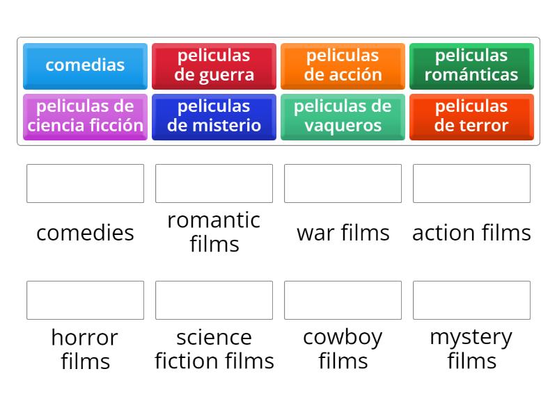 Tipos de peliculas- types of films - Une las parejas