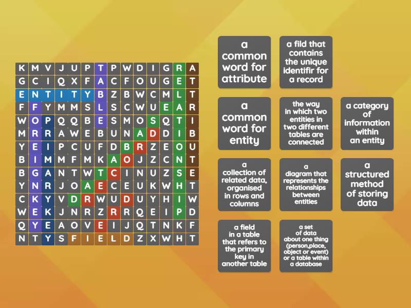Grade 11- Chapter 10 Database and file concepts - Wordsearch
