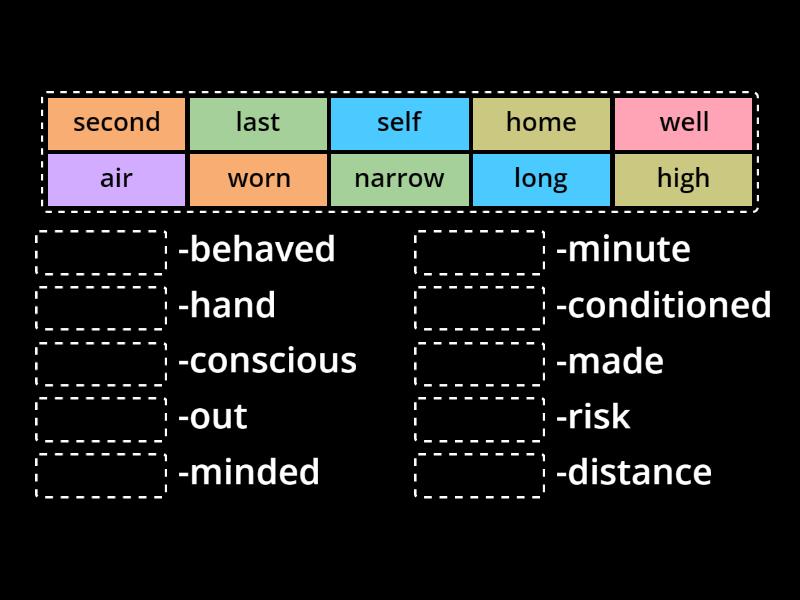 Combine words to make compound adjectives - Match up