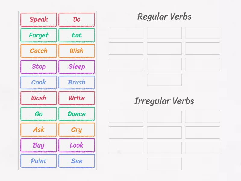 Regular and Irregular Verbs 1 - Group sort