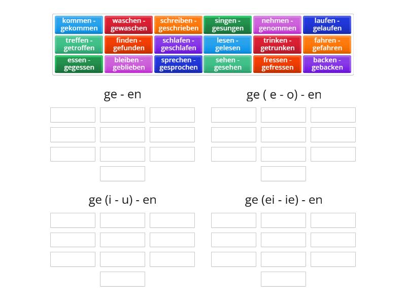 Perfekt (Unregelmäßige Verben) - Group sort