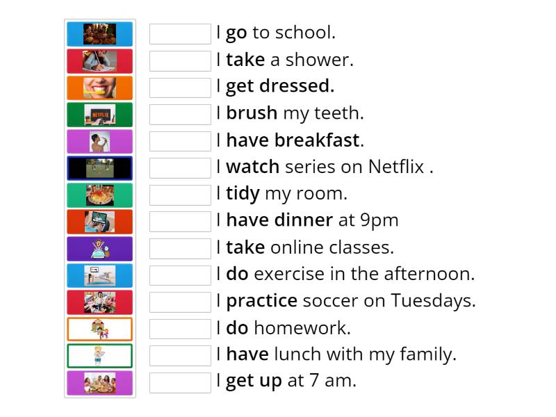 Routines - Present Simple - Match up