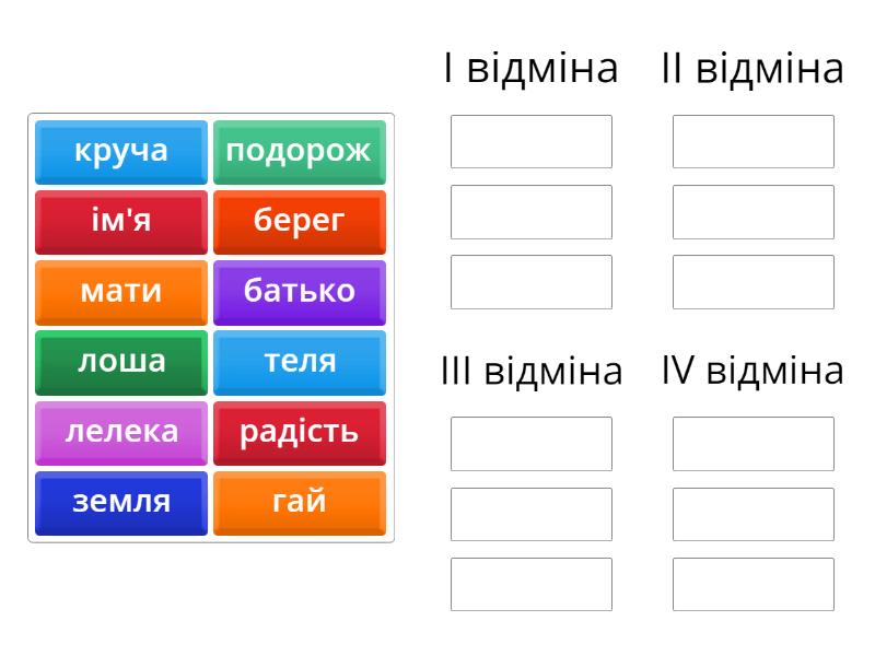 Відміни іменників Group Sort