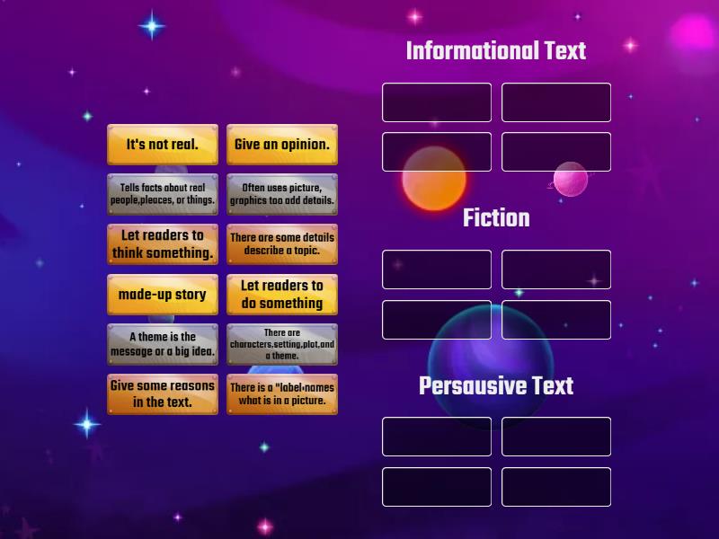Informational Text vs.Fiction vs.Persausive Text - Group sort