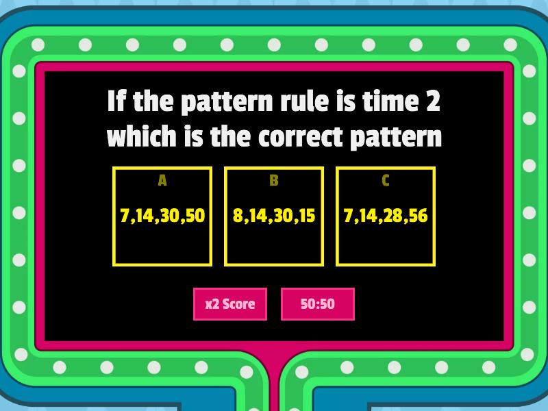 Number pattern - Gameshow quiz