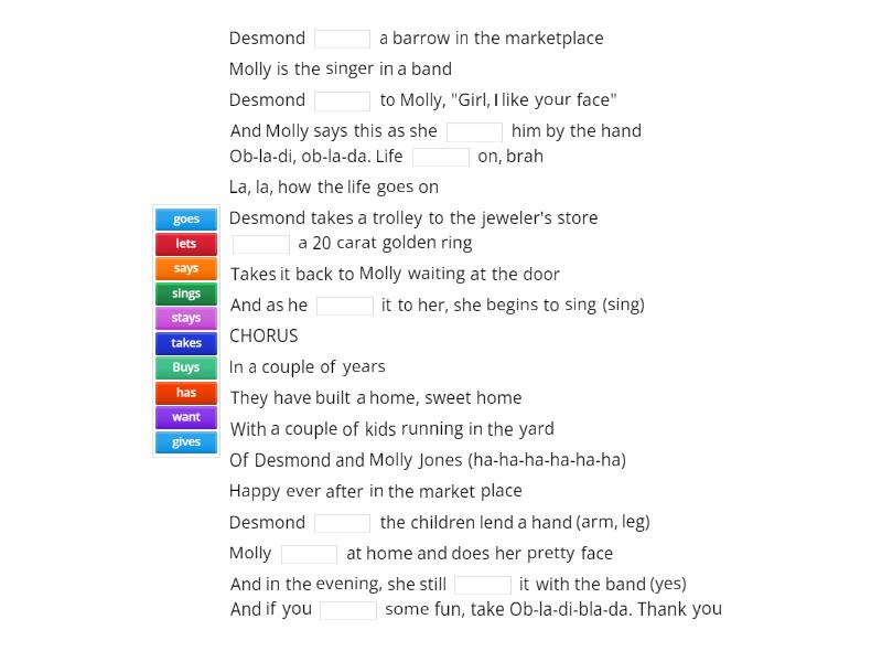 Ob-La-Di, Ob-La-Da (The Beatles) - Complete the sentence